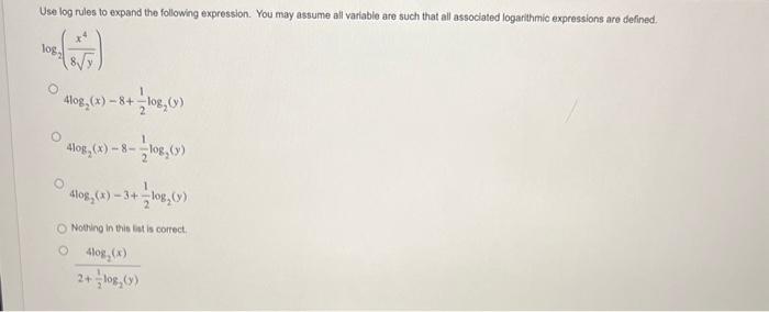 Solved Use log rules to expand the following expression. You | Chegg.com