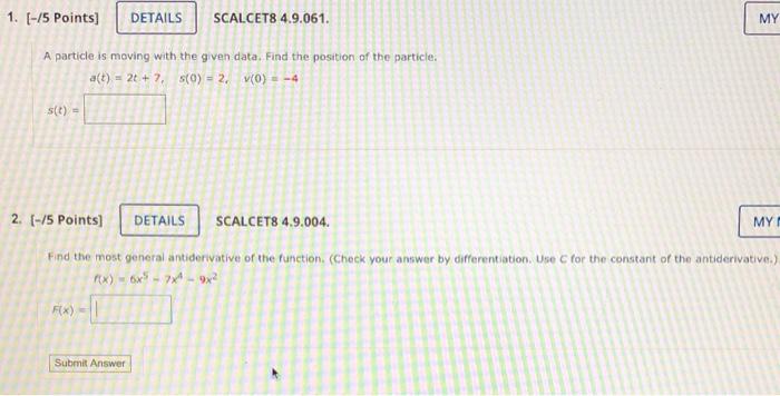 Solved A particle is moving with the given data. Find the | Chegg.com