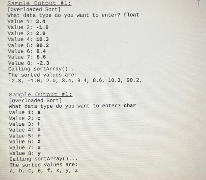 Solved Assignment 6C: Overloaded Sorting. In class, we have | Chegg.com