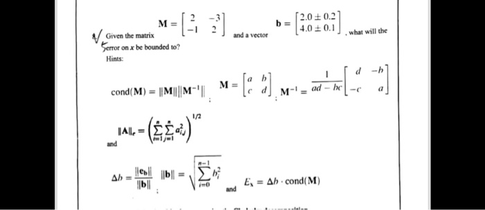 Solved [ 2 -3 Landa and a vector b = 6. Given the matrix M = | Chegg.com