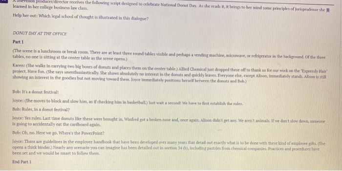 Solved on producer/director receives the following script | Chegg.com