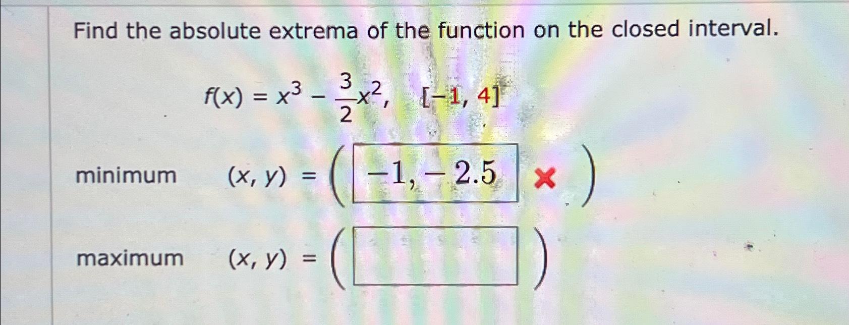 Solved Find the absolute extrema of the function on the | Chegg.com