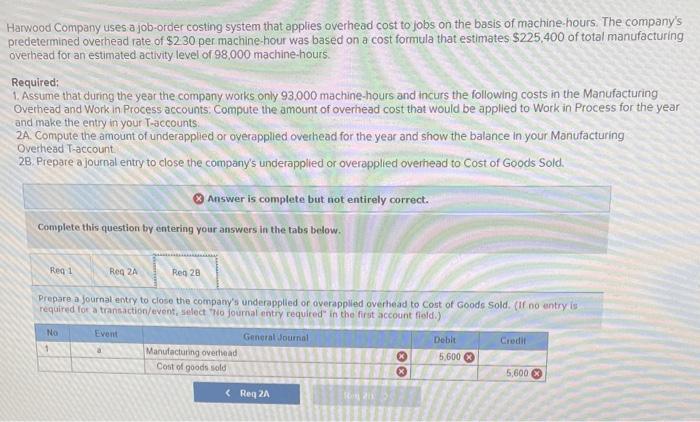 Solved Harwood Compary uses a job-order cosing system shat | Chegg.com