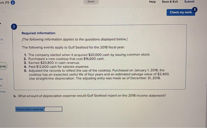 Solved prk #9 Help Save & Exit Submit Check my work Required | Chegg.com