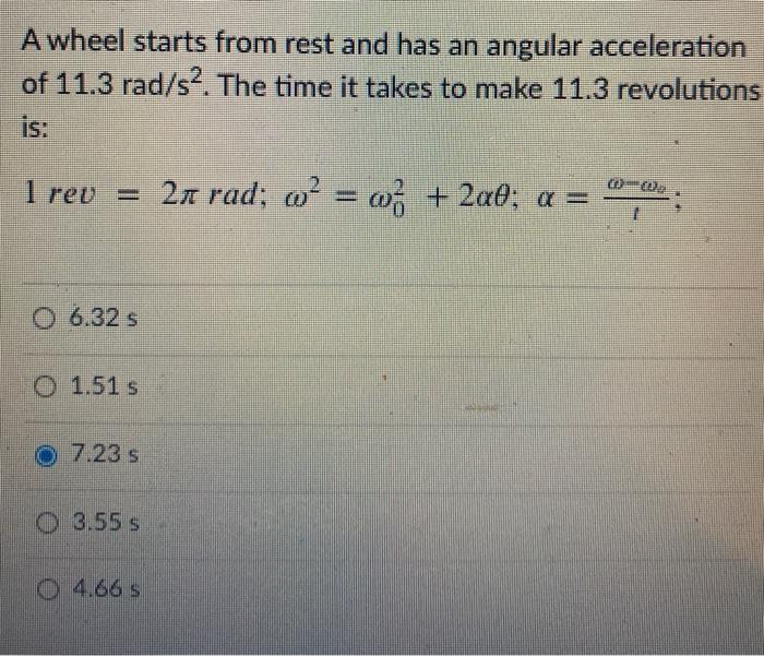 Solved A wheel starts from rest and has an angular | Chegg.com