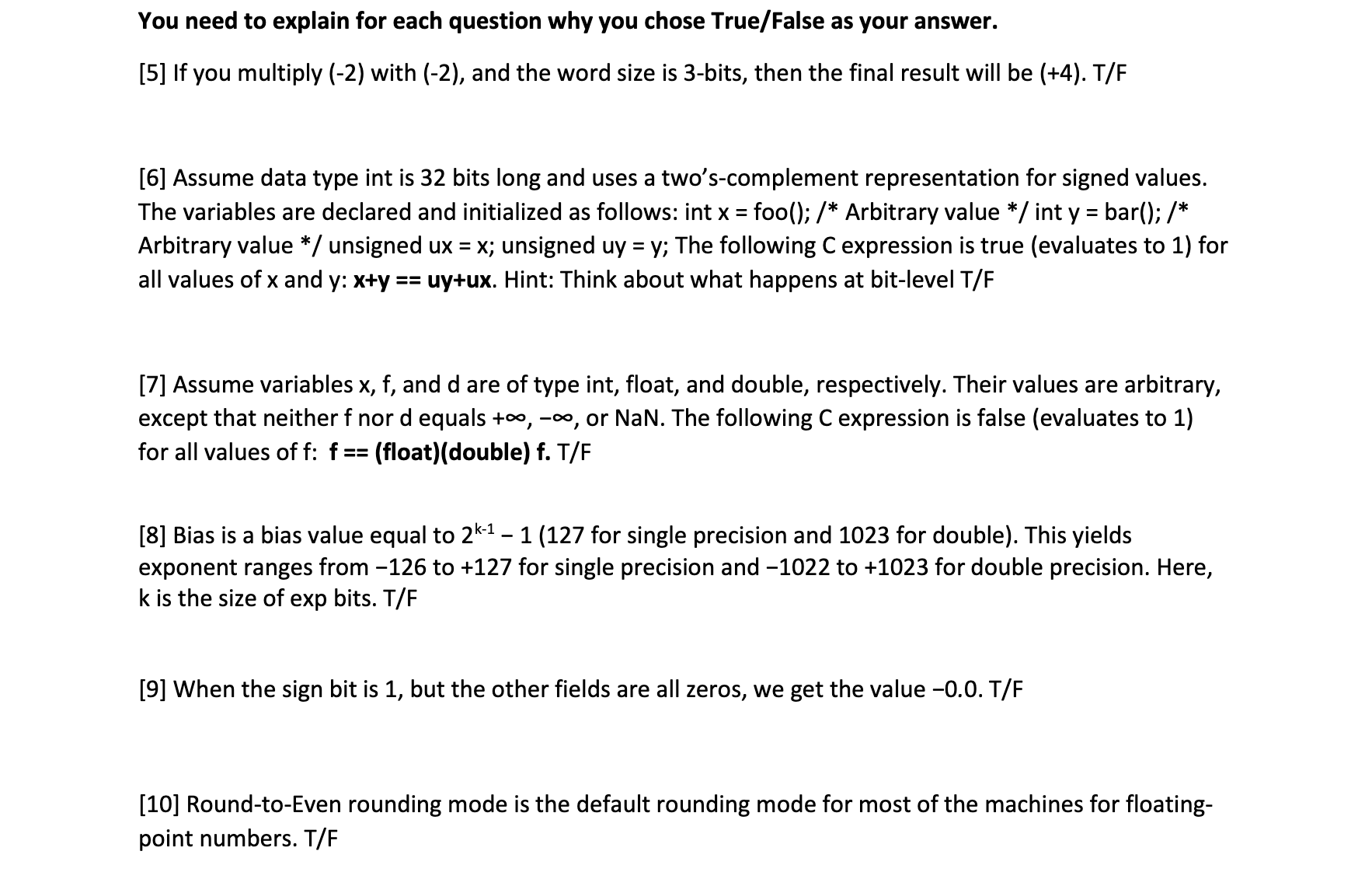 You need to explain for each question why you chose | Chegg.com