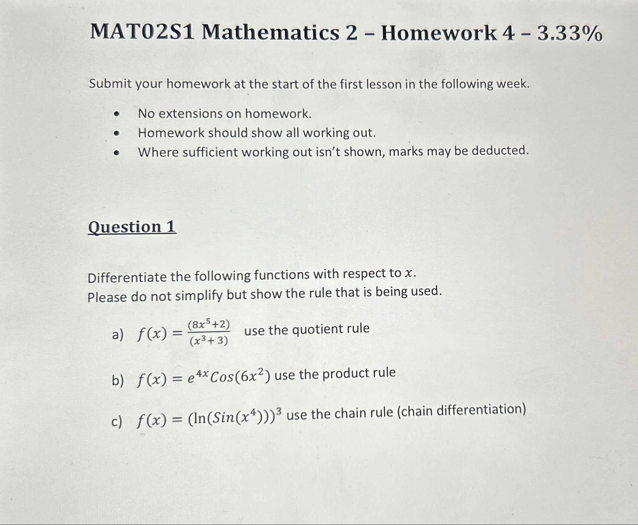 Solved MAT02S1 ﻿Mathematics 2 - ﻿Homework 4 - 3.33%Submit | Chegg.com