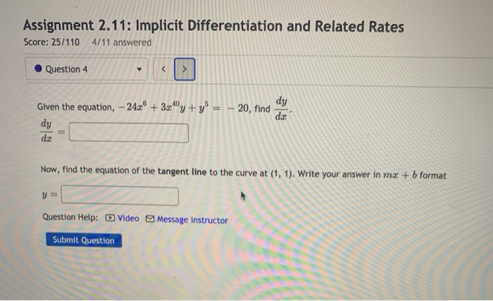 Solved Assignment 2.11: Implicit Differentiation and Related | Chegg.com