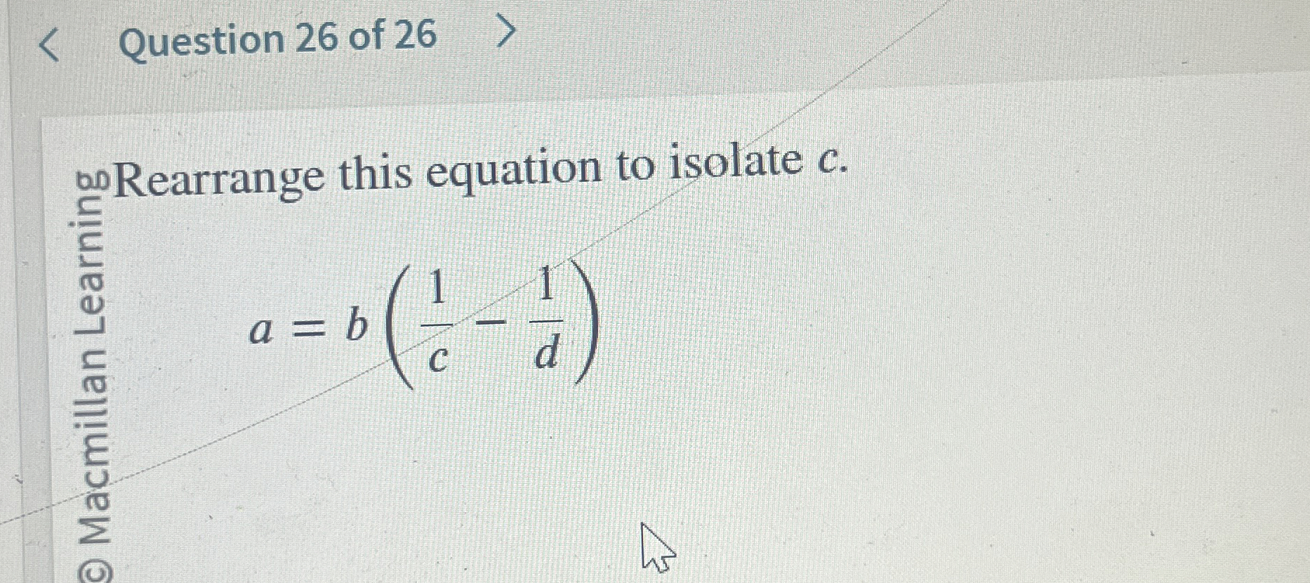 Solved Question 26 ﻿of 26?00 ﻿Rearrange this equation to | Chegg.com