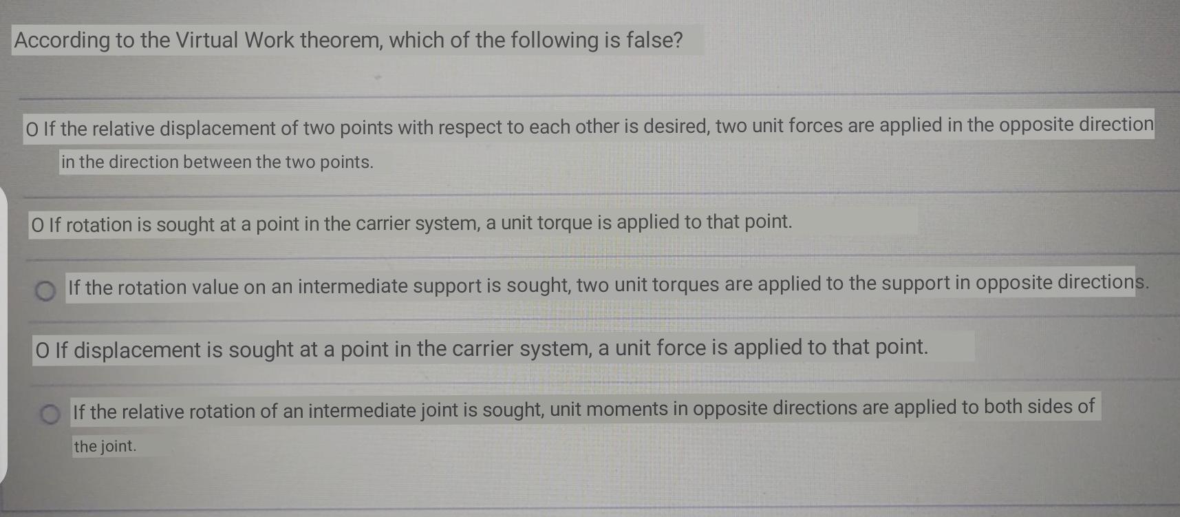 Solved According to the Virtual Work theorem, which of the | Chegg.com