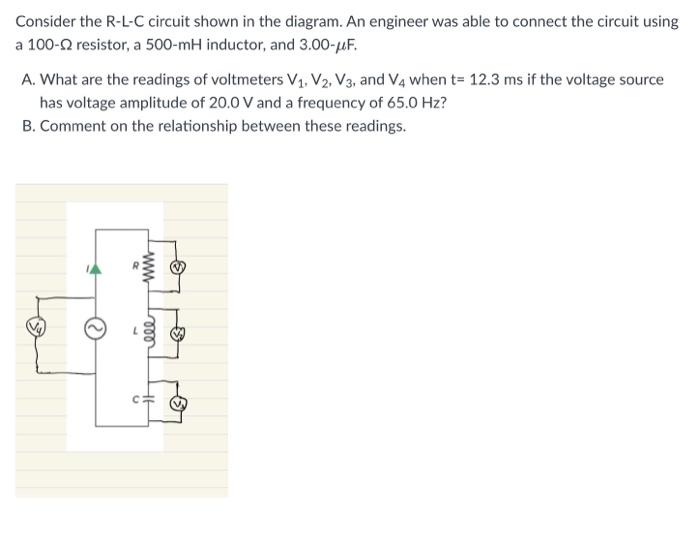Solved Consider the R-L-C circuit shown in the diagram. An | Chegg.com