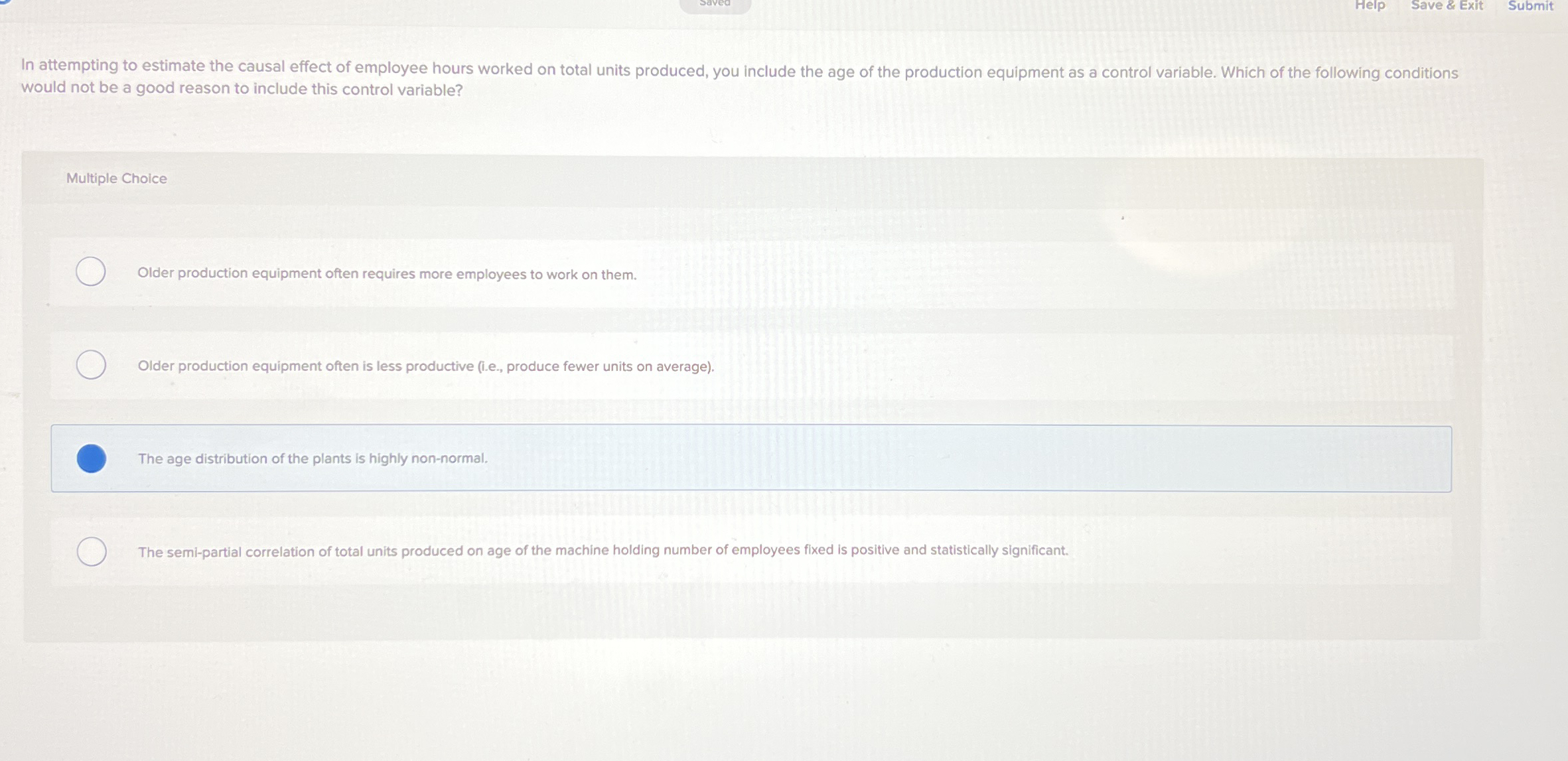 Solved HelpSave &ExitSubmitIn attempting to estimate the | Chegg.com