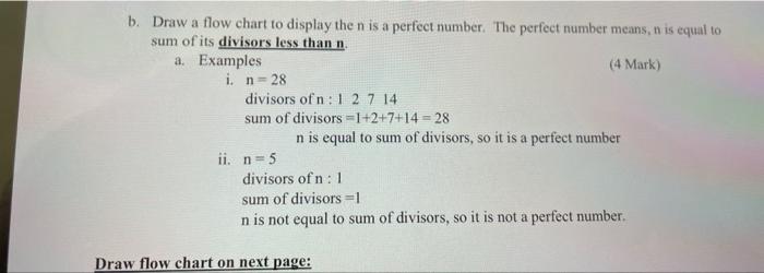Solved b. Draw a flow chart to display the n is a perfect | Chegg.com