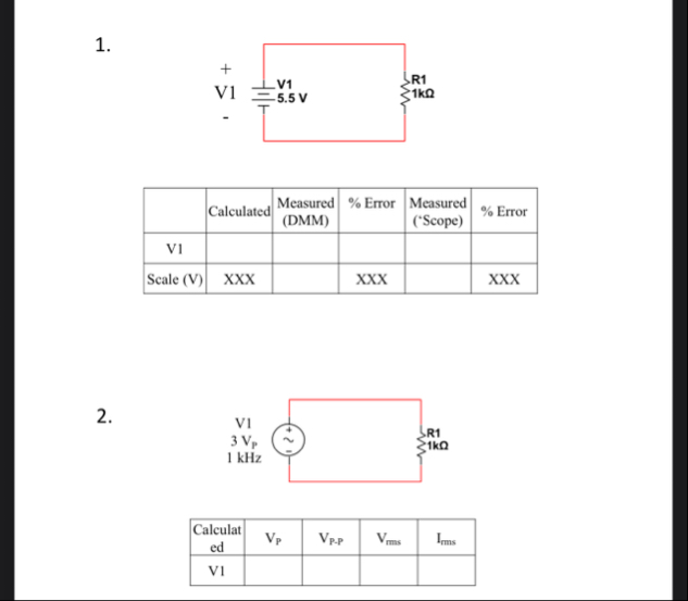 \table[[,Calculated,\table[[Measured],[(DMM)]],% | Chegg.com