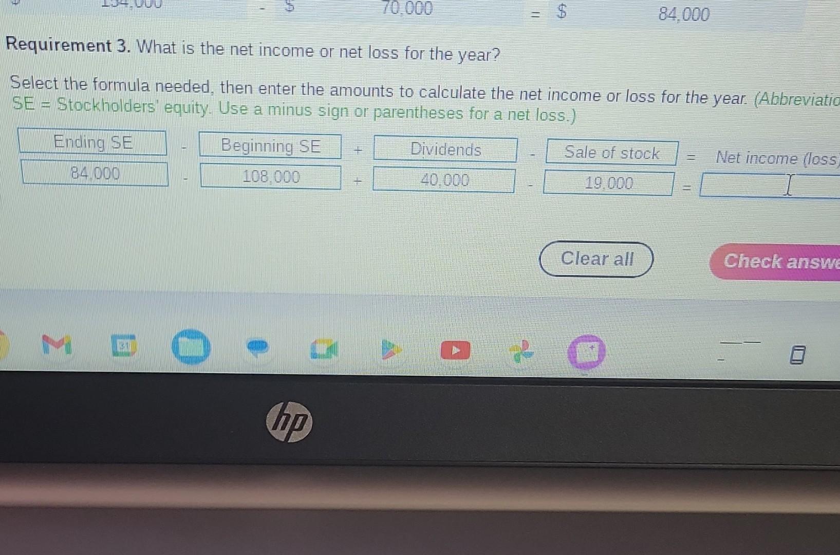 Solved Requirement 3. What is the net income or net loss for | Chegg.com