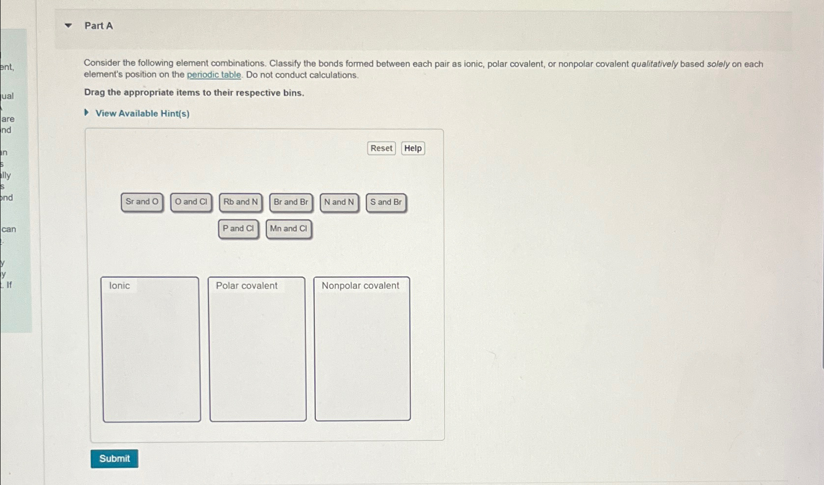 Solved Part AConsider the following element combinations. | Chegg.com
