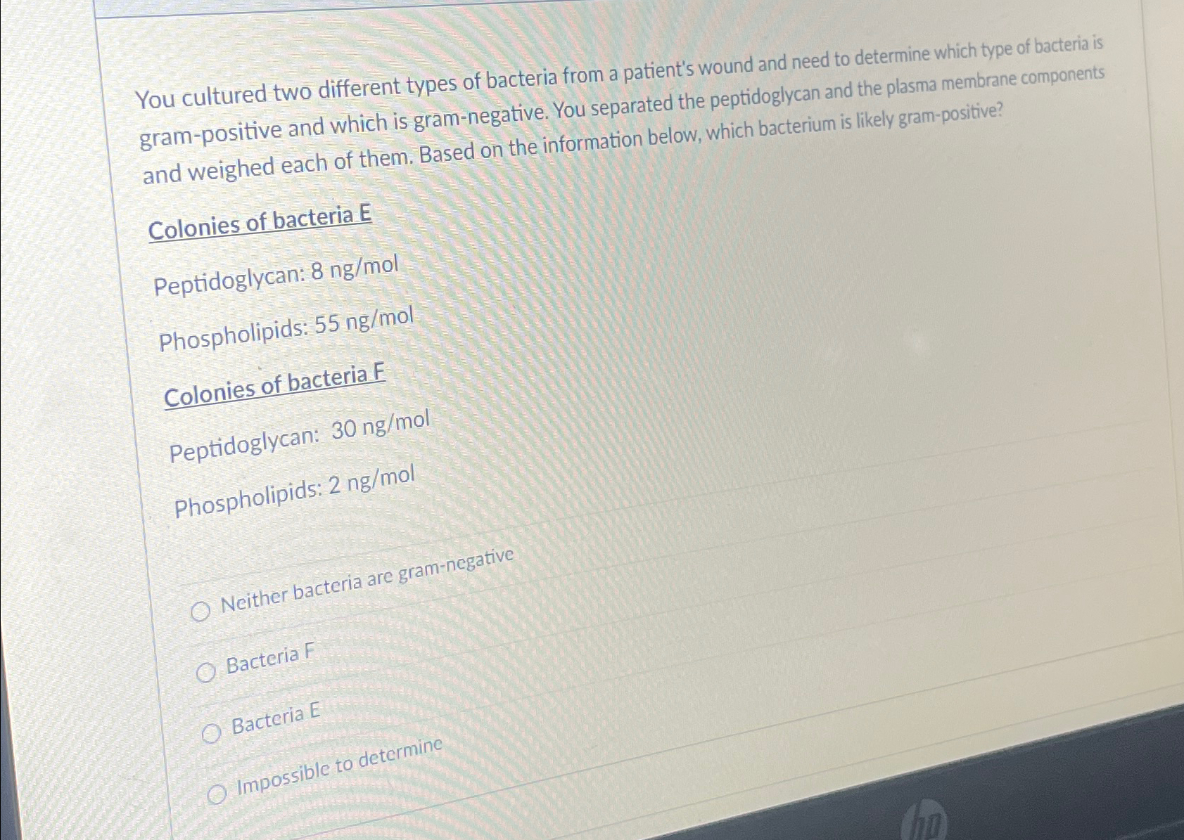 Solved You cultured two different types of bacteria from a | Chegg.com