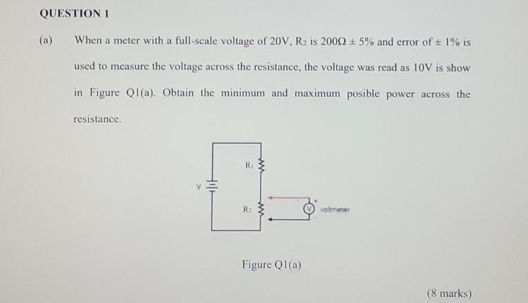 Solved QUESTION 1 When a meter with a full-scale voltage of | Chegg.com
