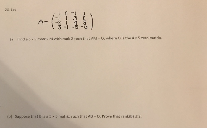 20. Let A= 10- - 3 1-2 A 3 -1 -5 ܬܚܩܞ svar VN (a) | Chegg.com