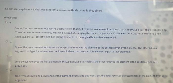 Solved The Class Arraylist Has Two Different Remove Methods 7214