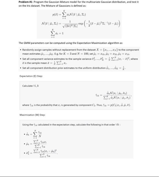 Solved Problem 2 Test The Gmm Algorithm Your Code