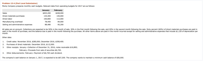Solved Problem 13-4 (Part Level Submission) Monty Company | Chegg.com