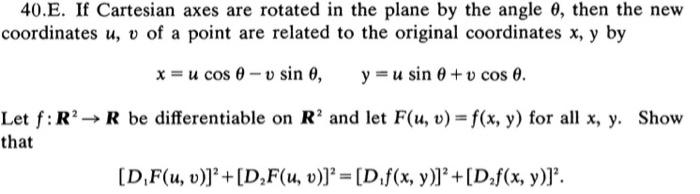 Solved 40.E. If Cartesian axes are rotated in the plane by | Chegg.com