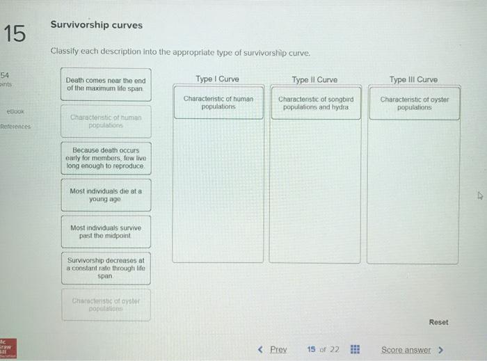 Solved Survivorship curves 15 Classify each description into | Chegg.com