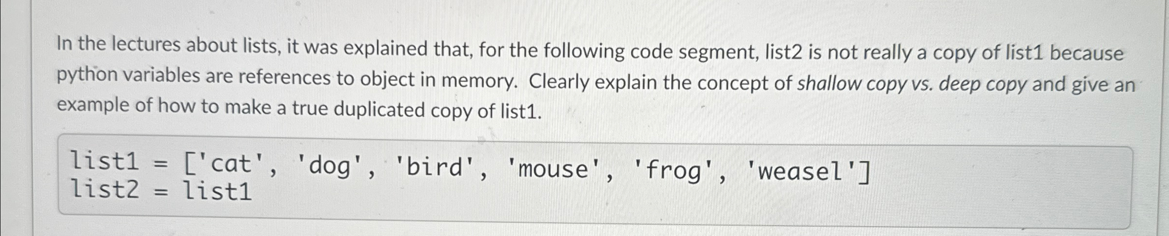 Solved In the lectures about lists, it was explained that, | Chegg.com