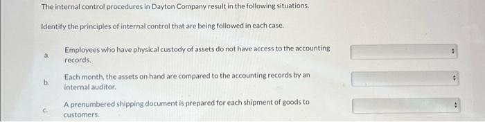 Solved The internal control procedures in Dayton Company | Chegg.com