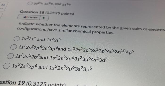 Solved Question 18 (0.3125 points) Indicate whether the | Chegg.com