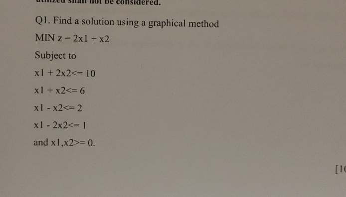 Solved Q1. ﻿Find a solution using a graphical | Chegg.com