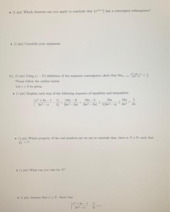 Solved 5a) (5 pts) Show that the sequence (sn) given by s1=0 | Chegg.com