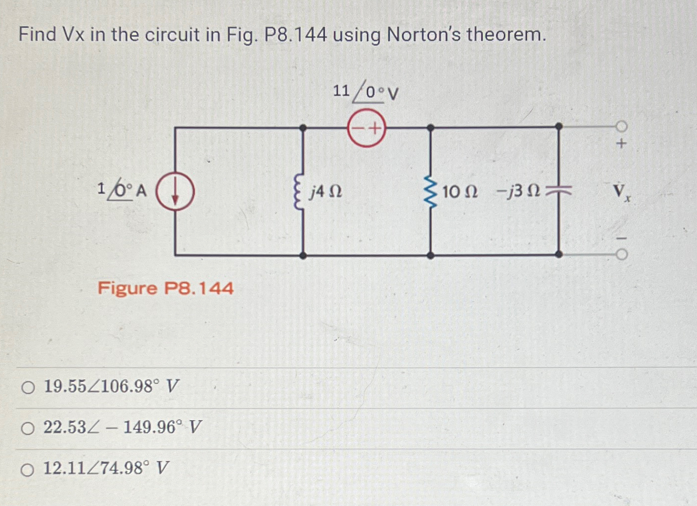 Solved Find Vx in the circuit in Fig. P8.144 ﻿using Norton's | Chegg.com