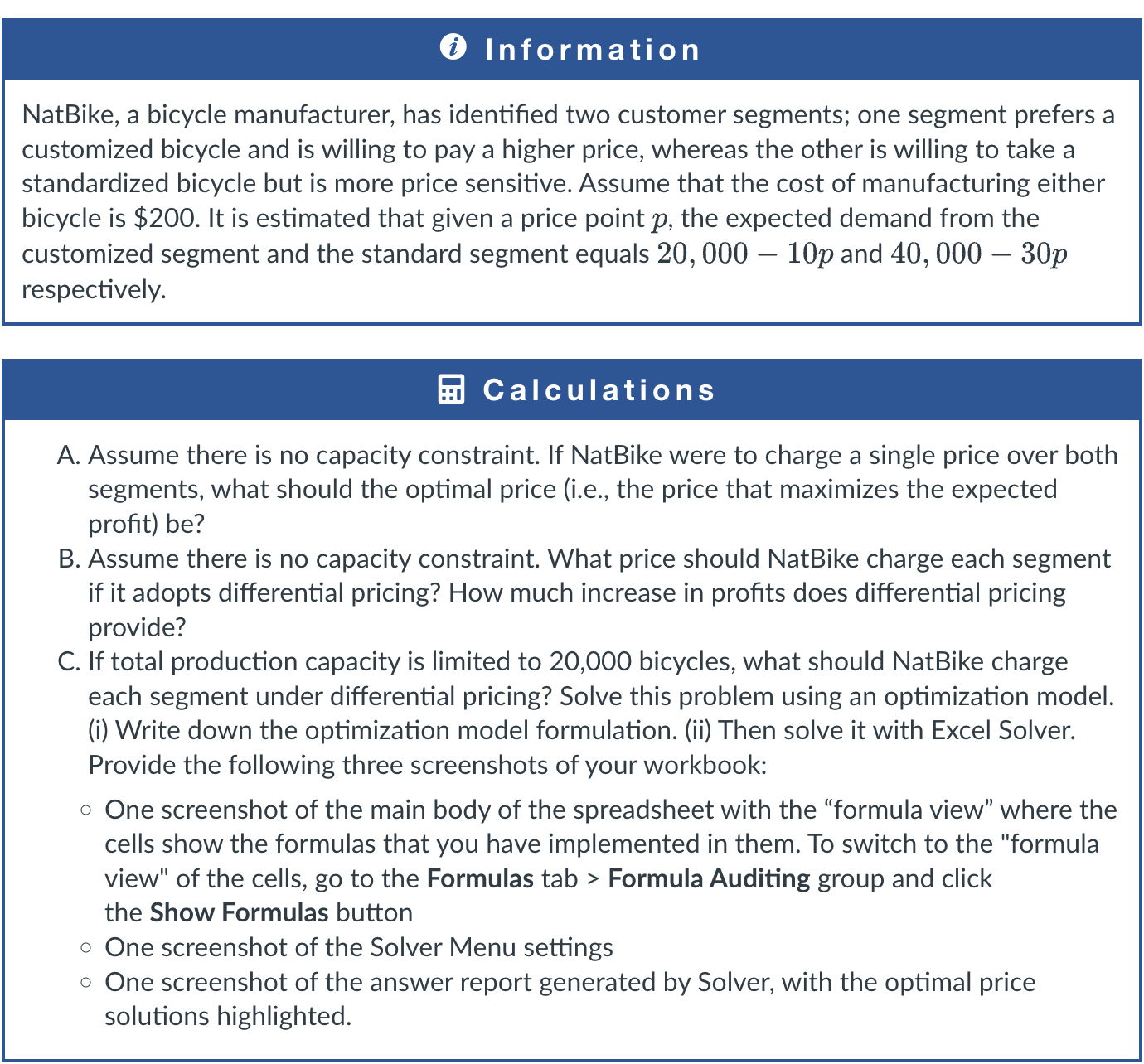 Solved (i) ﻿InformationNatBike, a bicycle manufacturer, has | Chegg.com