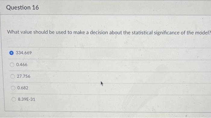 Solved SUMMARY OUTPUT Multiple F 0.682964 Regression | Chegg.com Solved SUMMARY OUTPUT Multiple F 0.682964 Regression | Chegg.com
