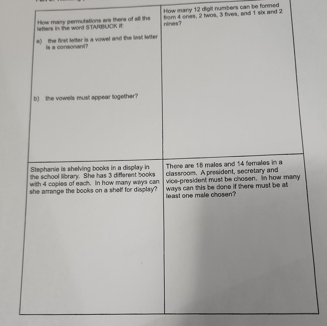 Solved How many 12 digit numbers can be formed from 4 ones, | Chegg.com