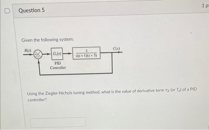 Solved Given the following system: Using the Ziegler-Nichols | Chegg.com