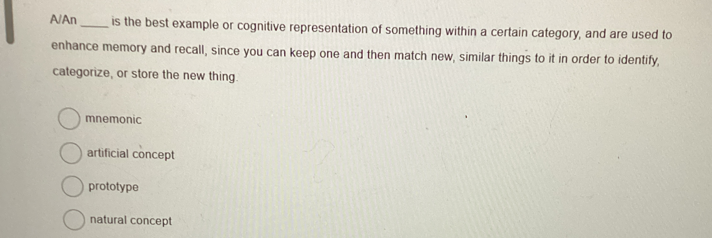 Solved A/An ﻿is the best example or cognitive | Chegg.com