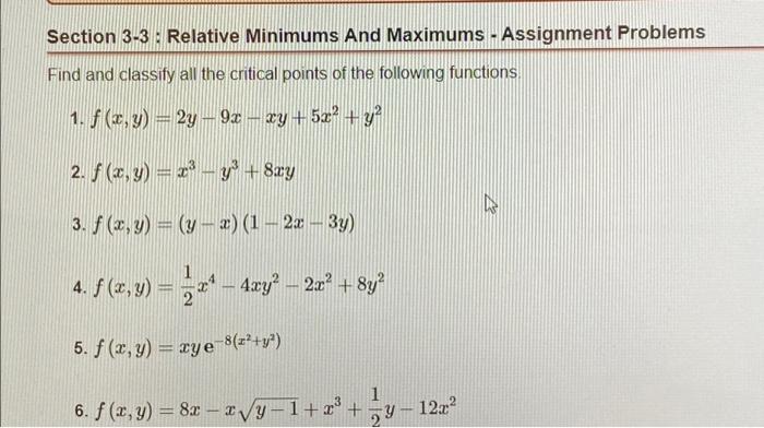 Solved Section 3-3: Relative Minimums And Maximums - | Chegg.com