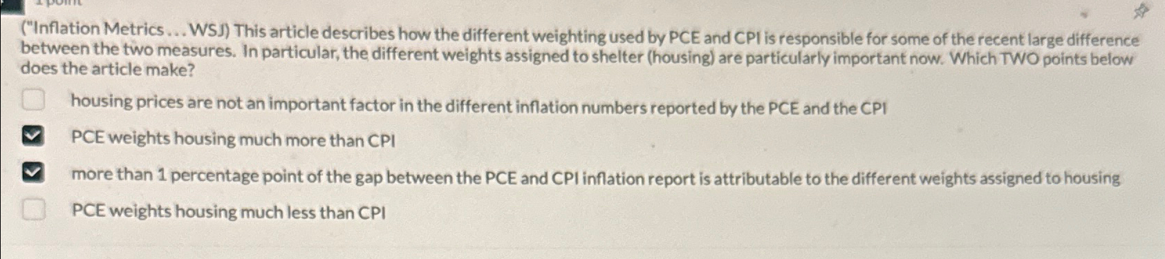 Solved ("Inflation Metrics... WSJ) ﻿This article describes | Chegg.com