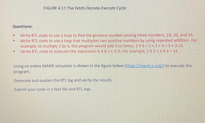 Solved MARIE LAB Write RTL code in MARIE (A Machine | Chegg.com