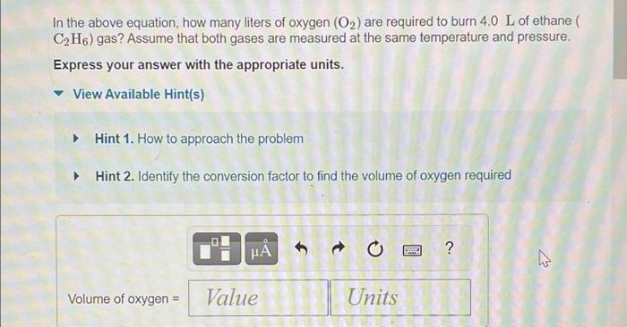 Solved In the above equation, how many liters of oxygen (O2) | Chegg.com