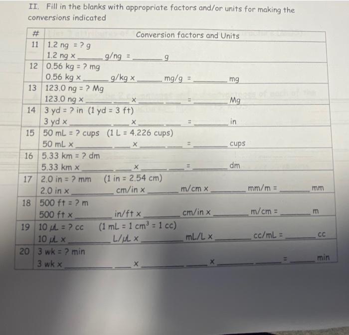 Solved II. Fill in the blanks with appropriate factors | Chegg.com