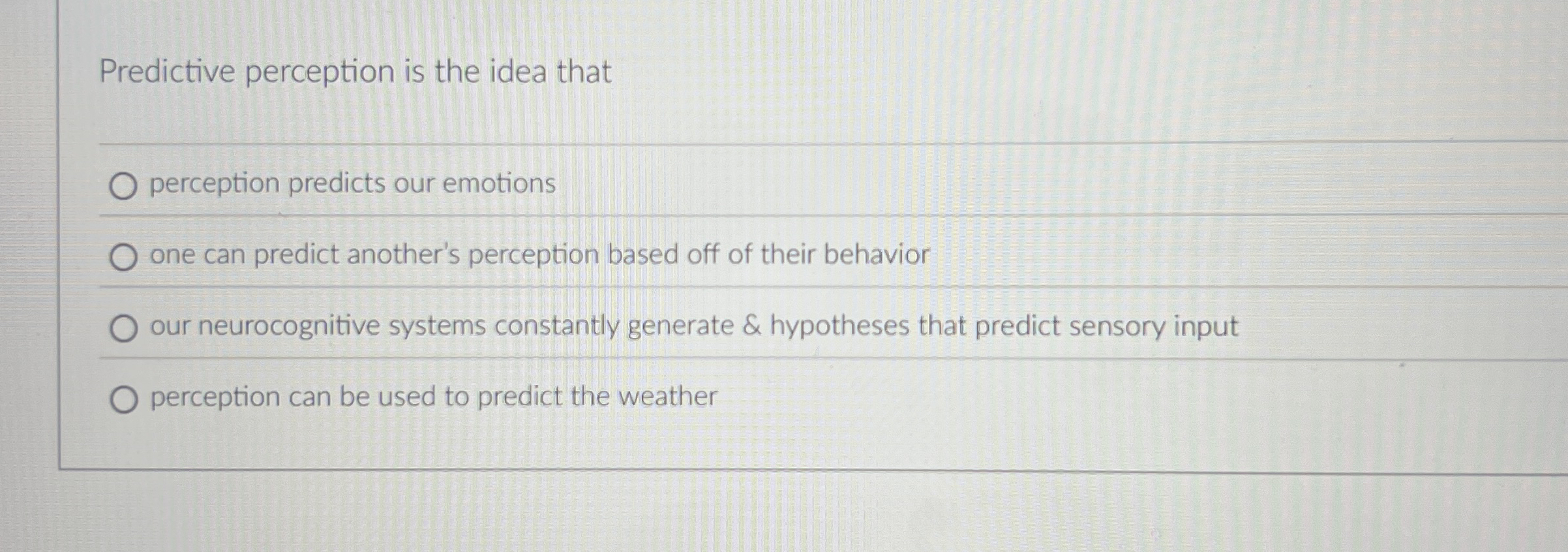 Solved Predictive perception is the idea thatq,perception | Chegg.com