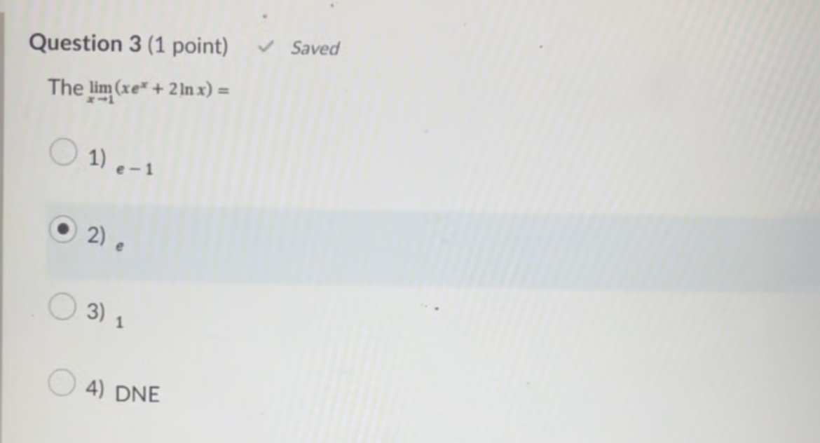 Solved Question 3 (1 ﻿point) ﻿SavedThe | Chegg.com