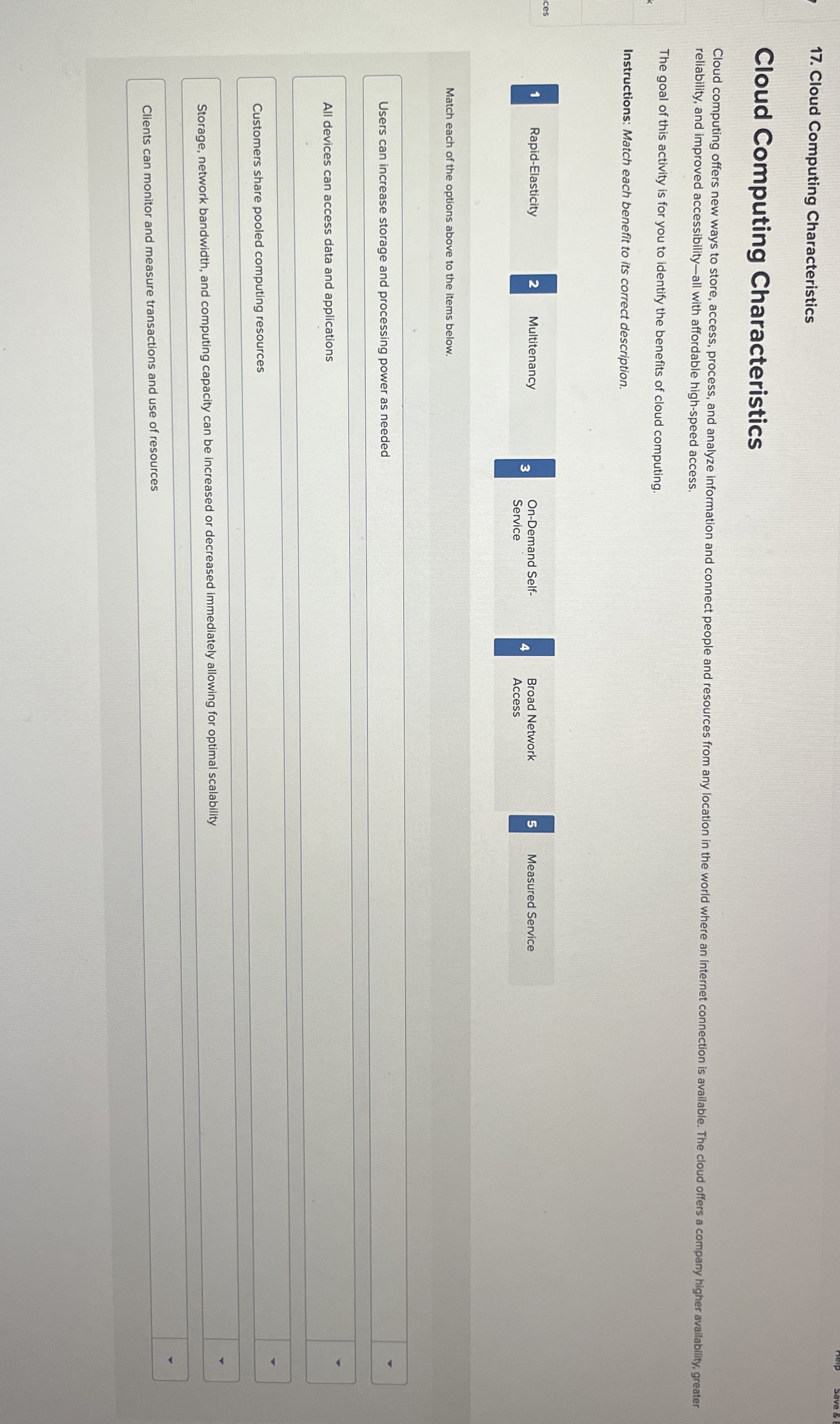 Solved Cloud Computing CharacteristicsCloud Computing | Chegg.com