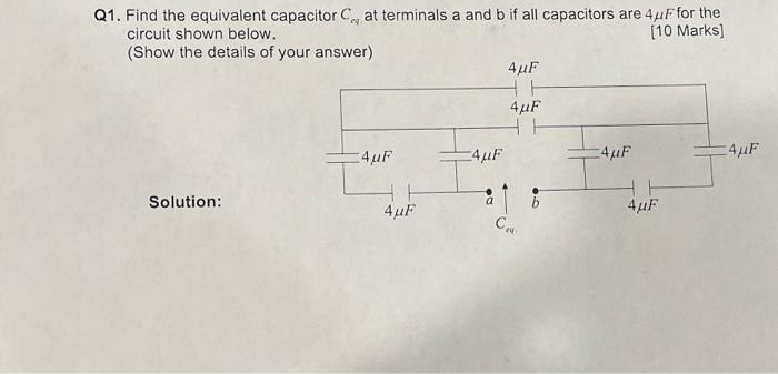 Solved 21. Find the equivalent capacitor Ceq at terminals a | Chegg.com