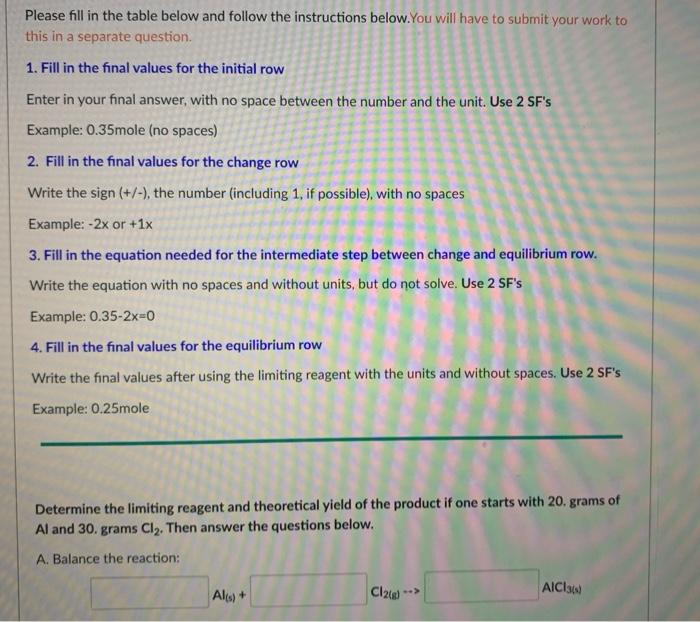 Solved Please fill in the table below and follow the | Chegg.com