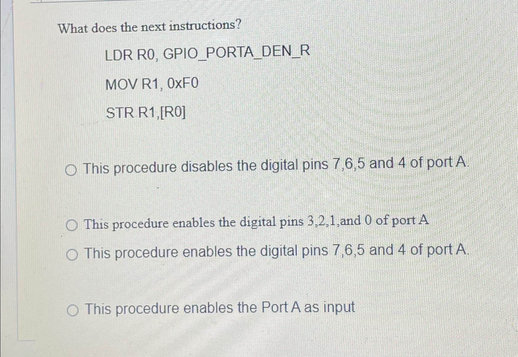 Solved What does the next instructions?LDR R0, | Chegg.com